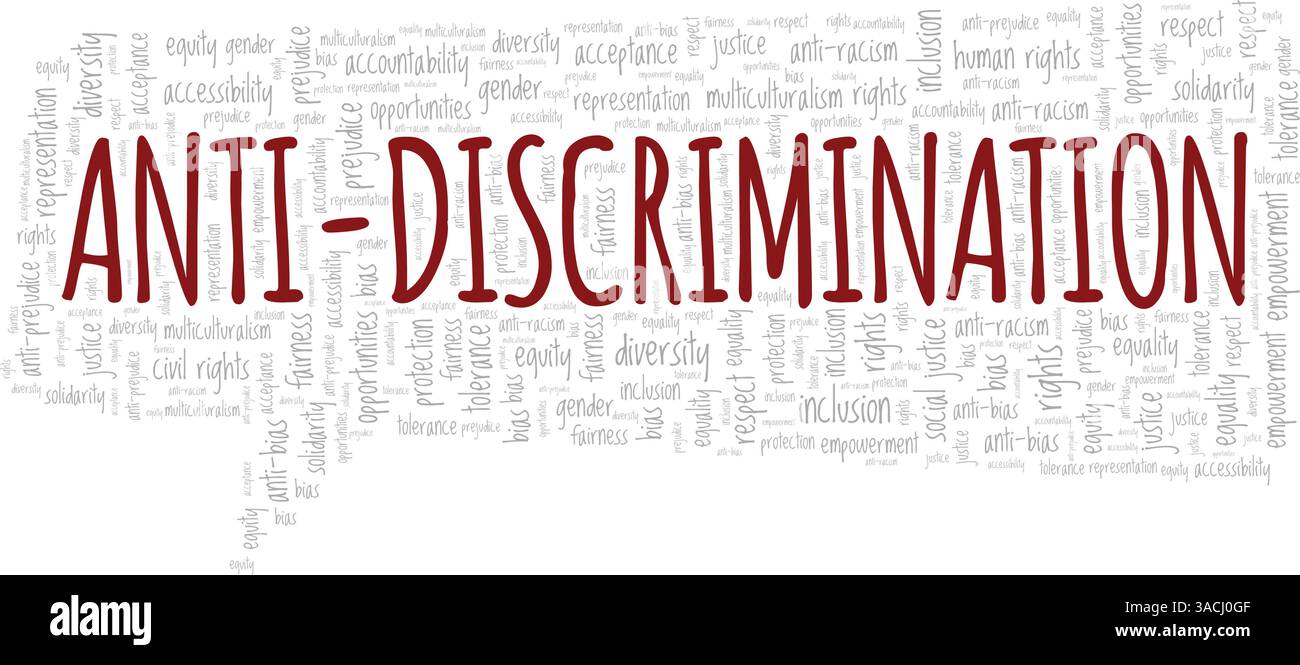 Anti-discrimination word cloud conceptual design isolated on white ...