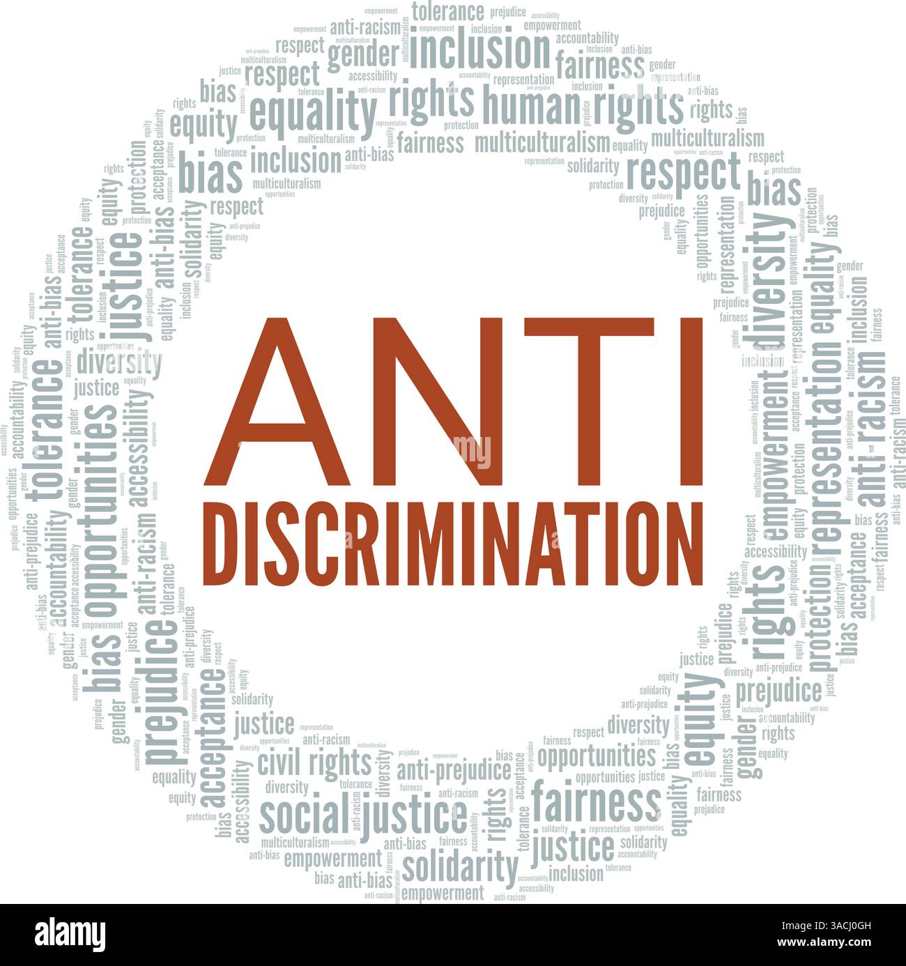 Anti-discrimination word cloud conceptual design isolated on white ...