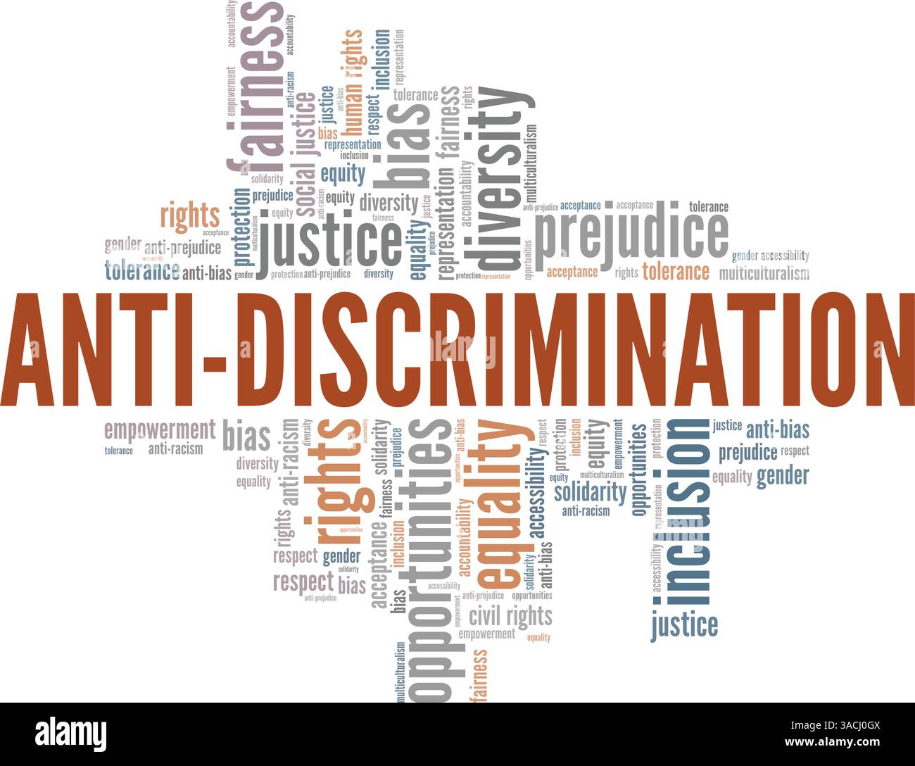 Anti-discrimination word cloud conceptual design isolated on white ...