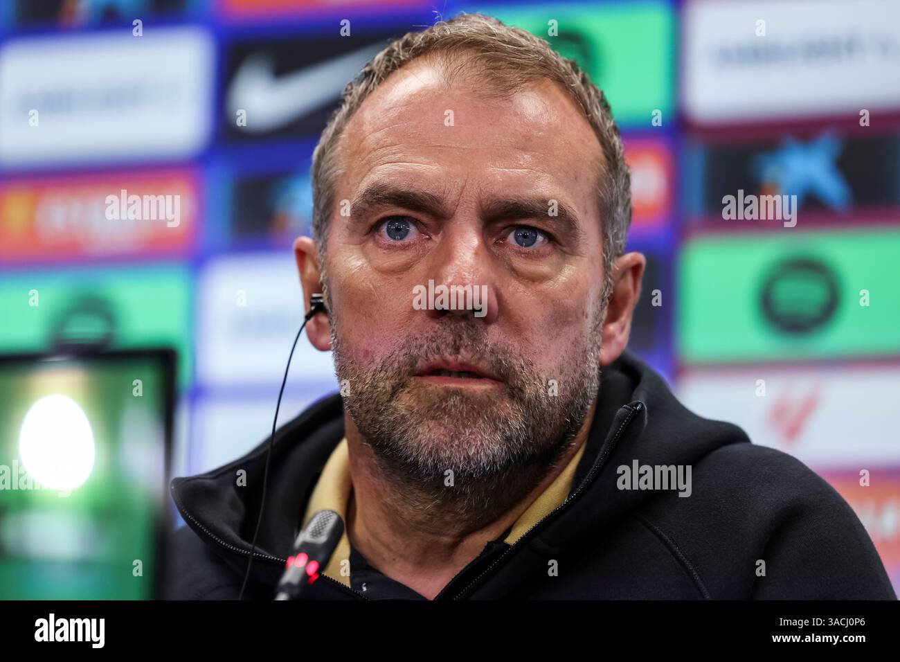 Hansi Flick, head coach of FC Barcelona attends his press conference ...