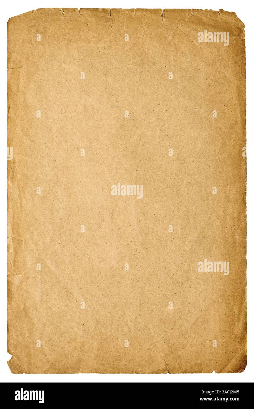 shabby paper texture isolated on white background. ancient papyrus page ...