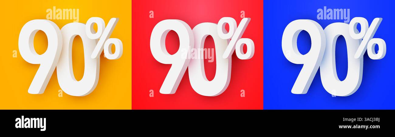 90 percent Off. 3d number 90. Sale banner. Vector illustration Stock ...