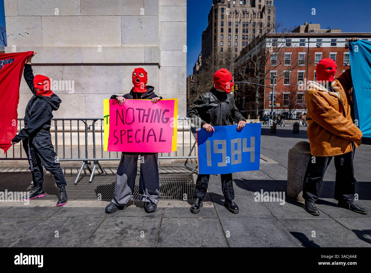 The Russian feminist performance art group Pussy Riot, stages a pro ...