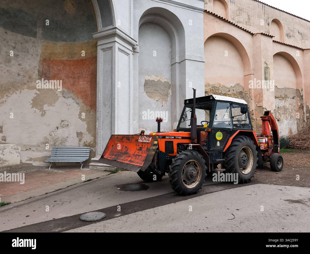Prague, Czech Republic - March 26, 2025: Red zetor tractor parked on a ...