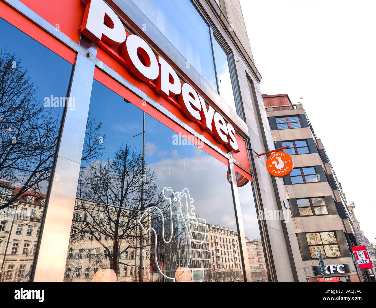Prague, Czech Republic - March 25, 2025: Popeyes fast food restaurant ...