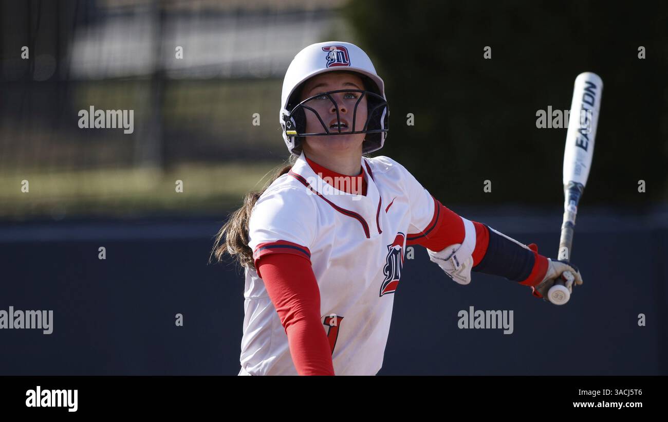 Detroit Mercy's Aleah Tanguay bats during an NCAA softball game on ...