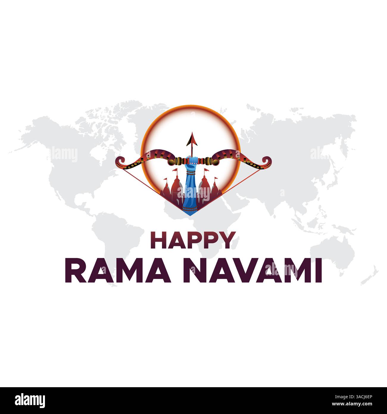 Vector illustration of Happy Ram Navami social media feed template written in Hindi text means ...