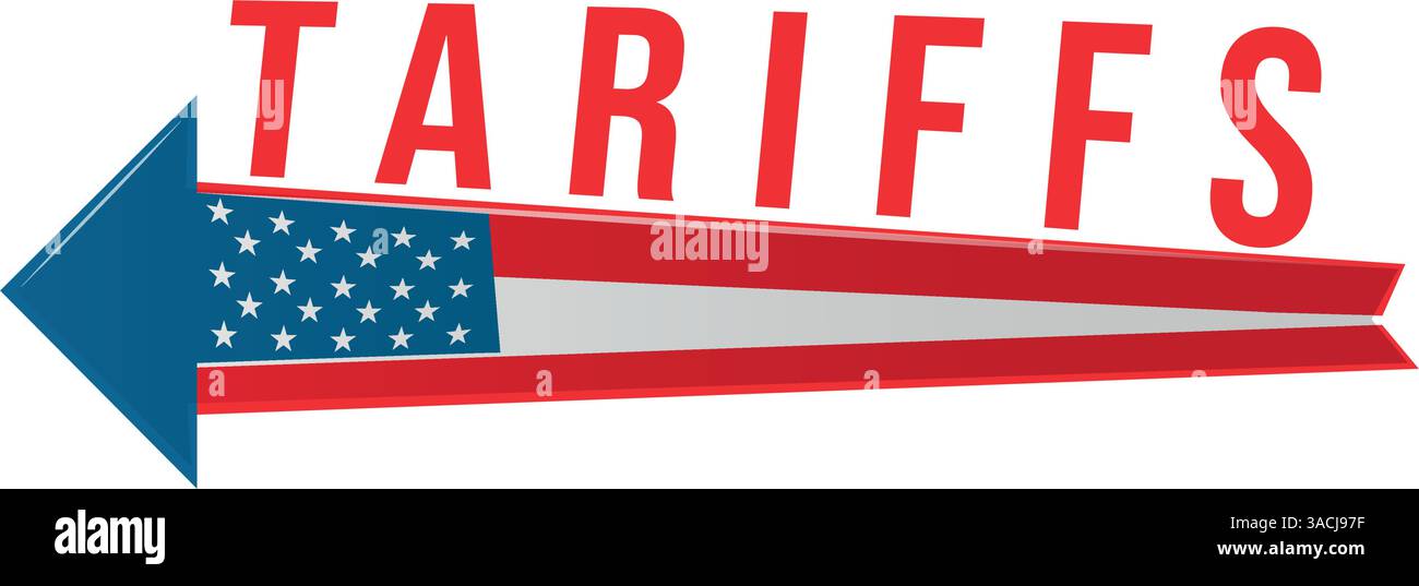 US policy concept of increasing import tariffs in 2025, arrow with USA ...