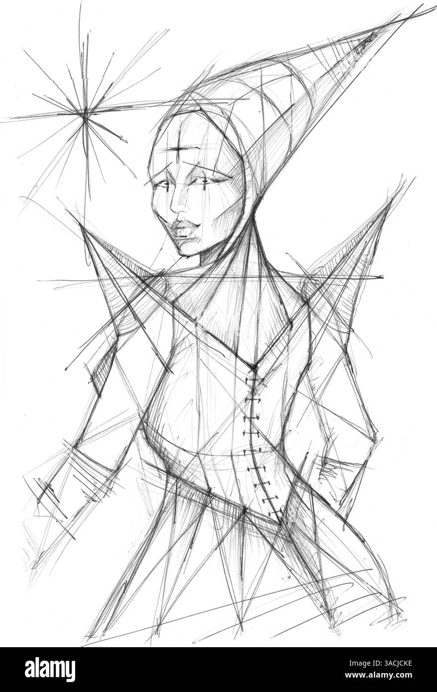 Sketch in Bic pen of an invented carnival costume Stock Photo - Alamy