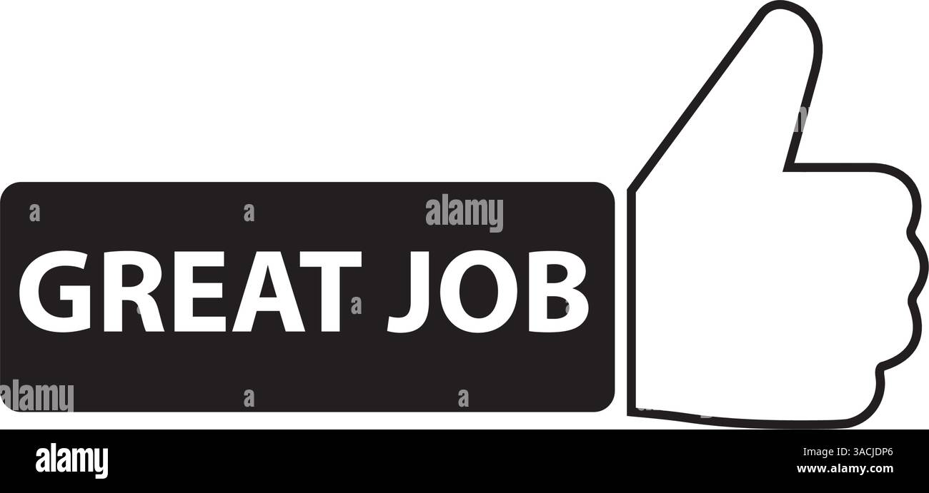 Hand drawn hand with great job. Concept of work compliment or job recognition. Vector ...