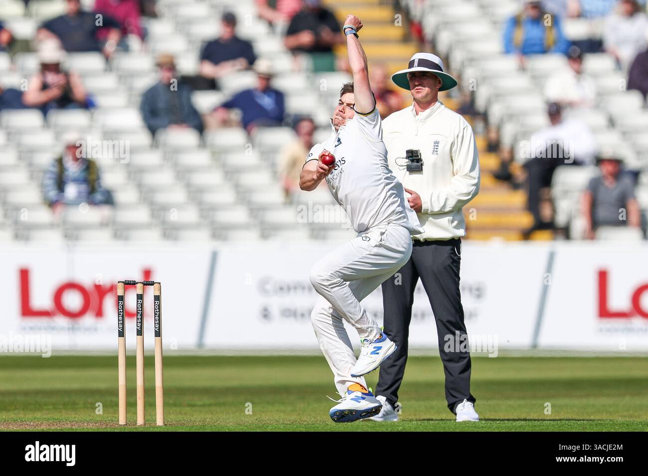 Birmingham, UK. 04th Apr, 2025. #54, Ethan Bamber of Warwickshire in ...