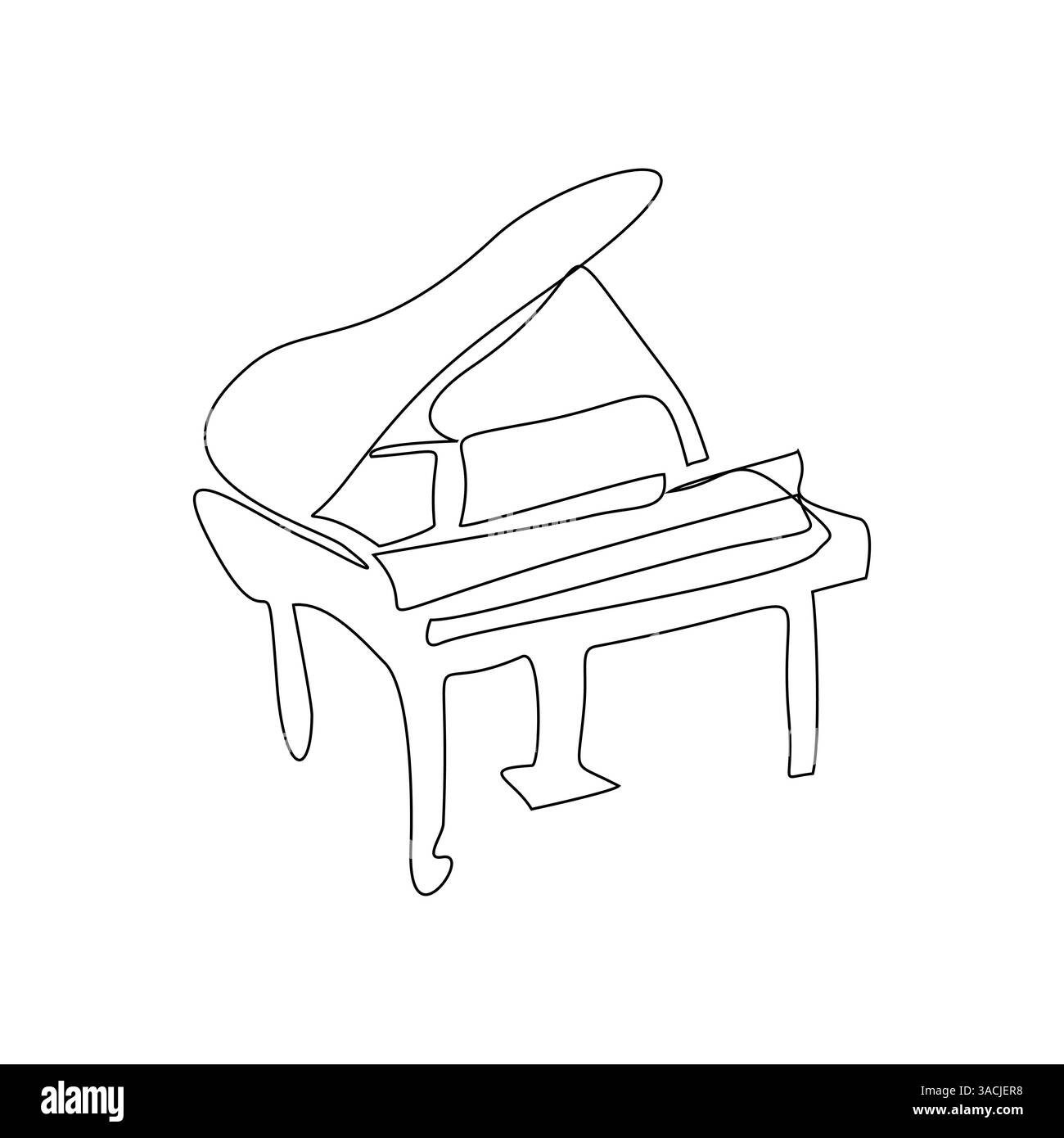 Piano continuous one line vector drawing. Pianoforte hand drawn ...