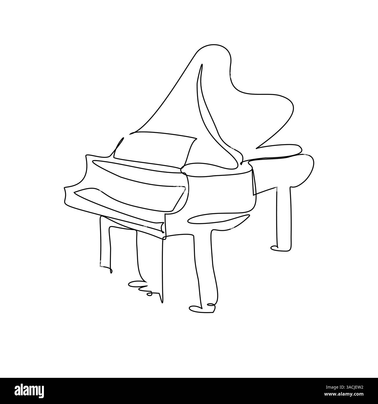 Piano continuous one line vector drawing. Pianoforte hand drawn ...