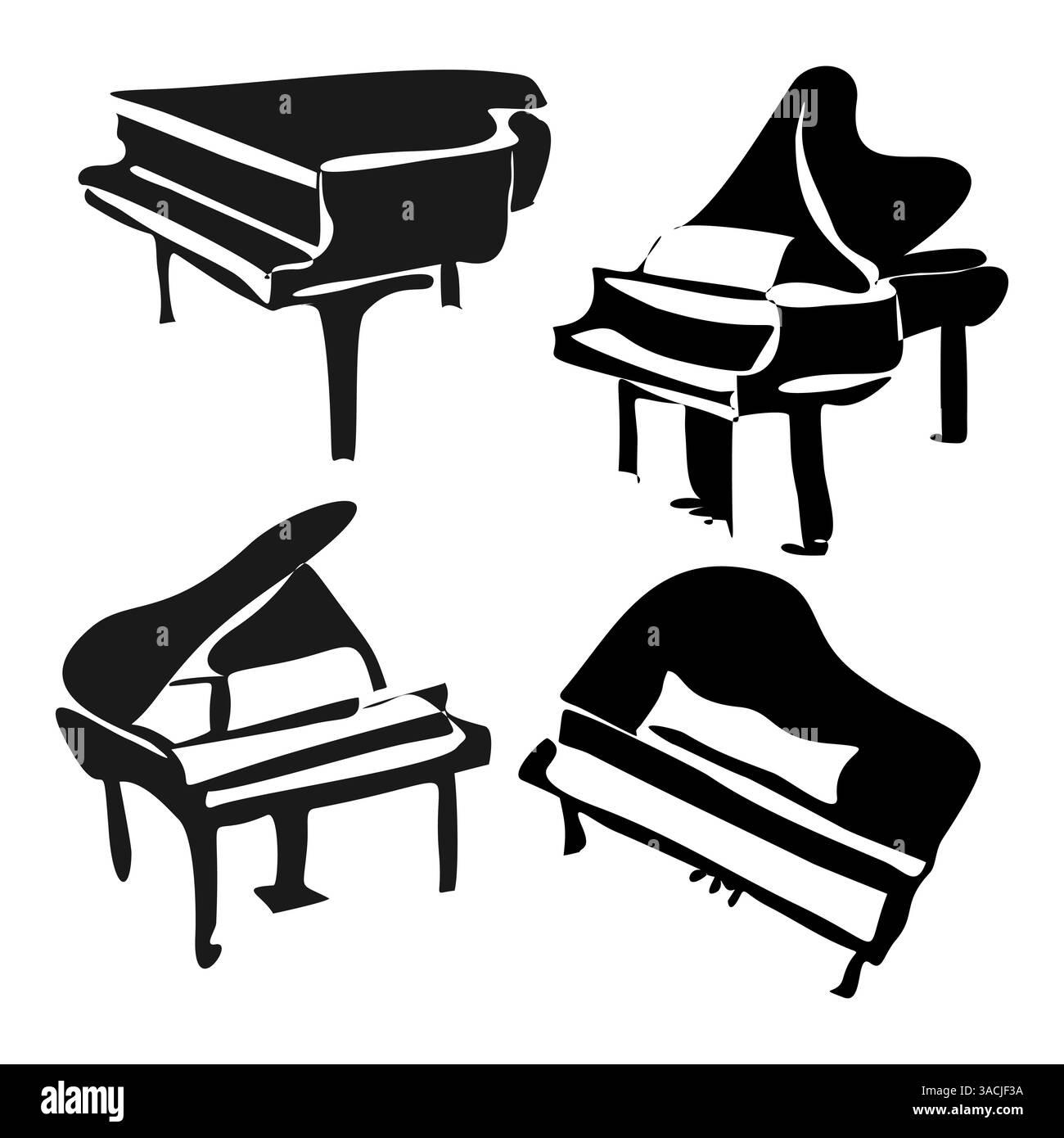 Simple illustration of set of grand piano instrument vector icon for ...
