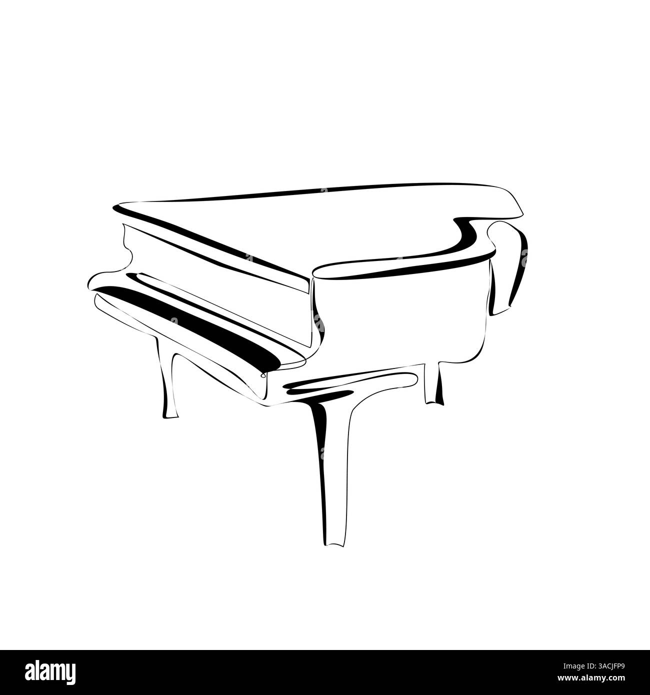 Piano continuous one line vector drawing. Pianoforte hand drawn ...