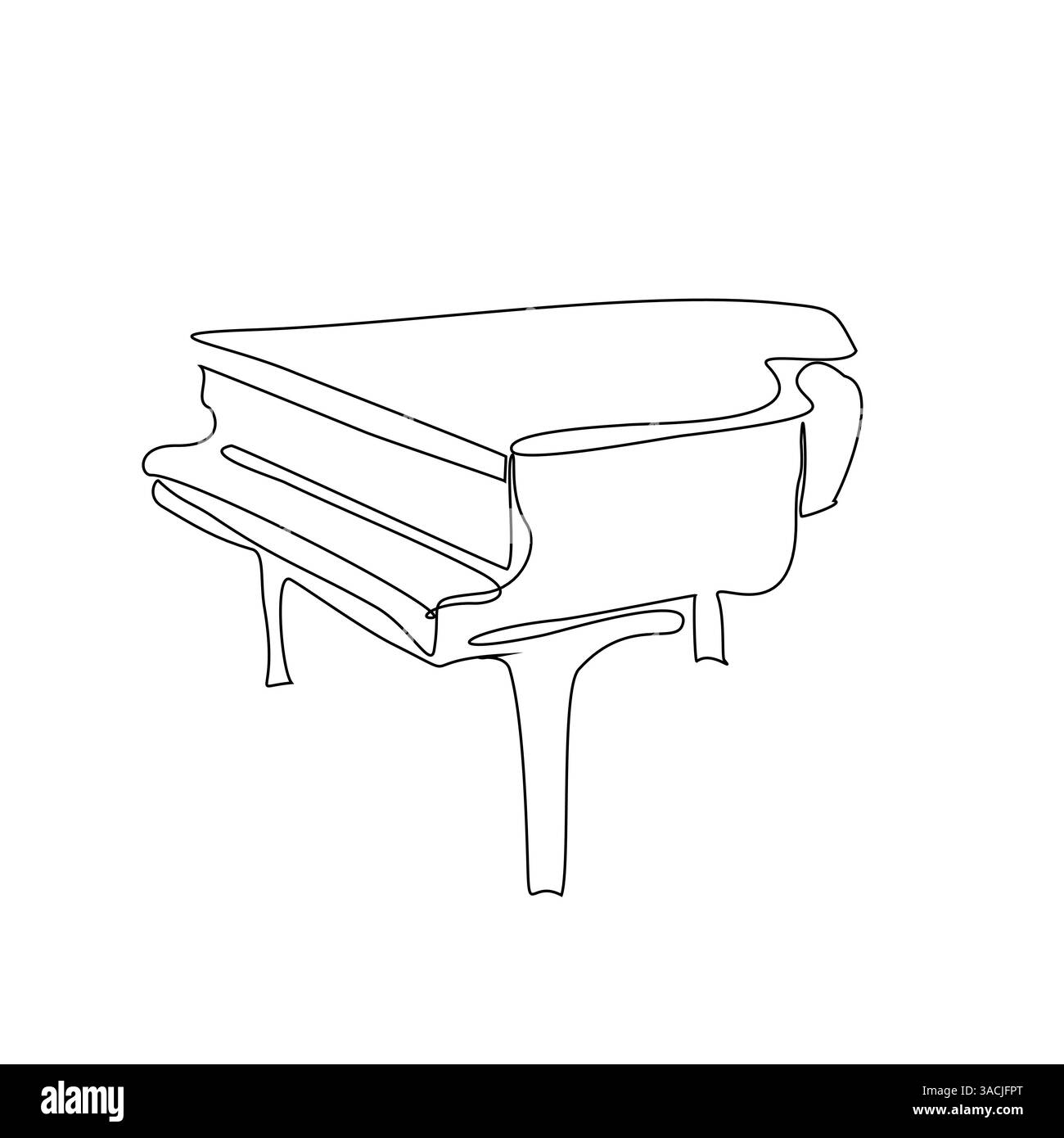 Piano continuous one line vector drawing. Pianoforte hand drawn ...