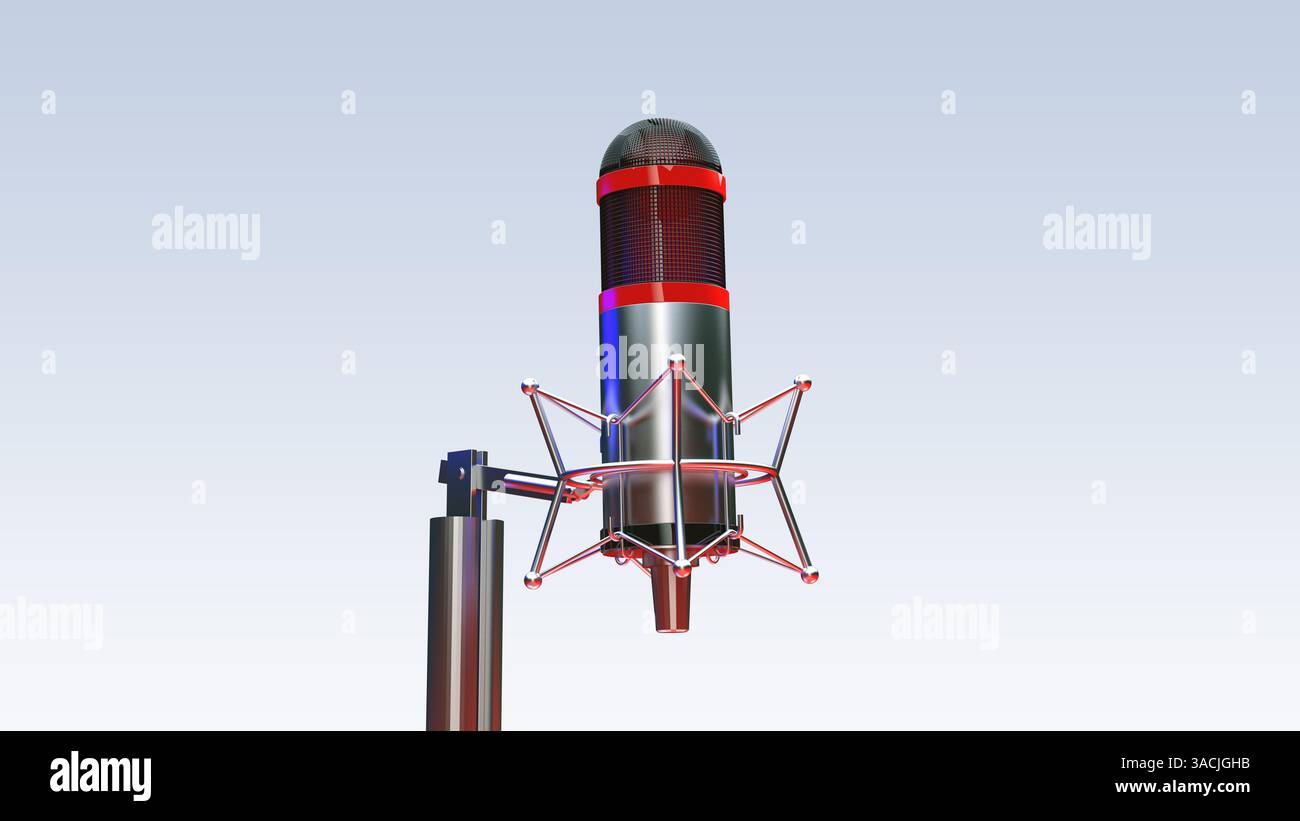 Studio microphone with red gradient background. Space for text, Podcast ...