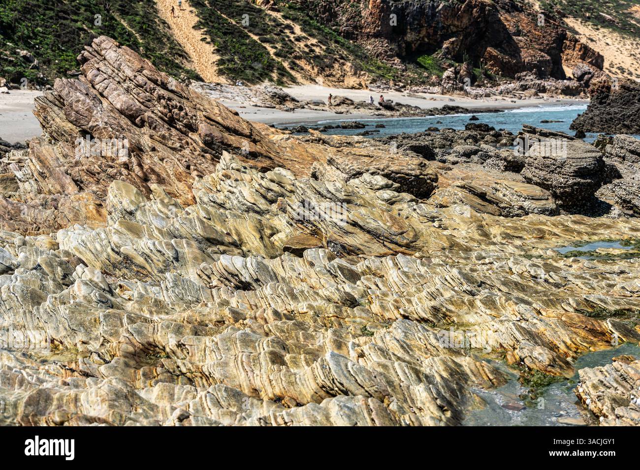 Trail along the coast and beaches from Jericoacoara to Pedra Furada in ...