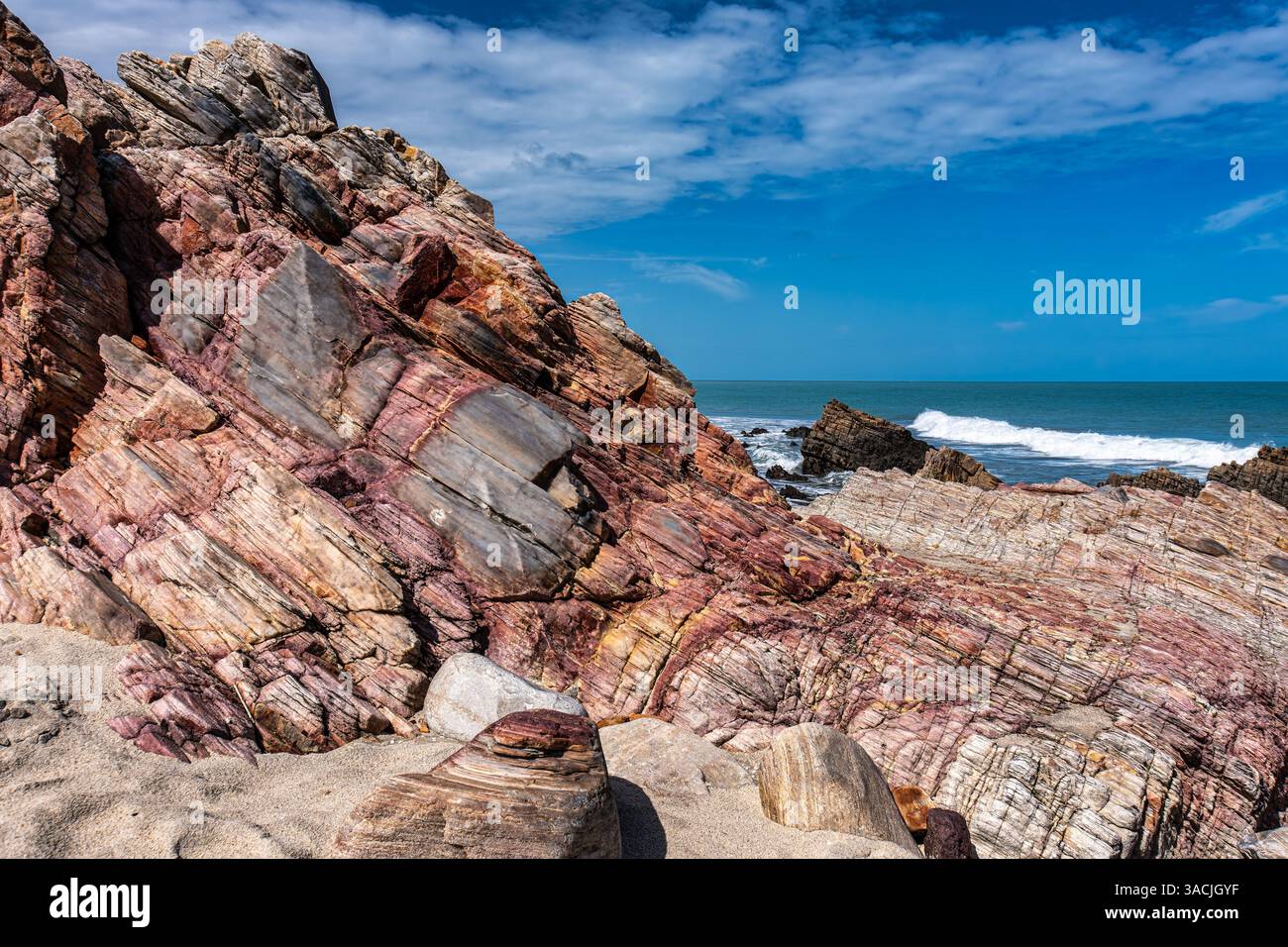 Trail along the coast and beaches from Jericoacoara to Pedra Furada in ...
