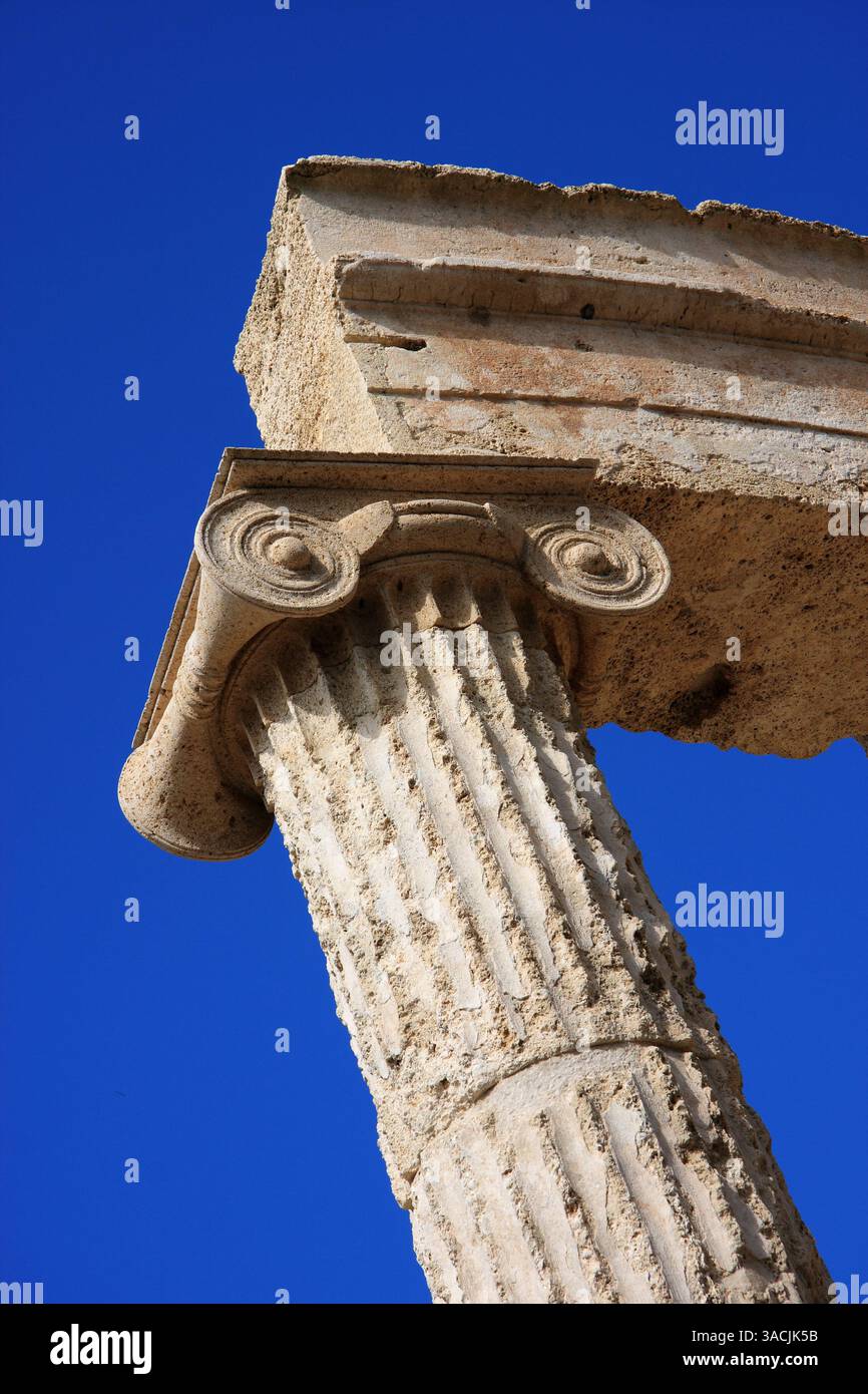 Greece, Olympia. Ancient ruins of the important Philippeion in Olympia ...