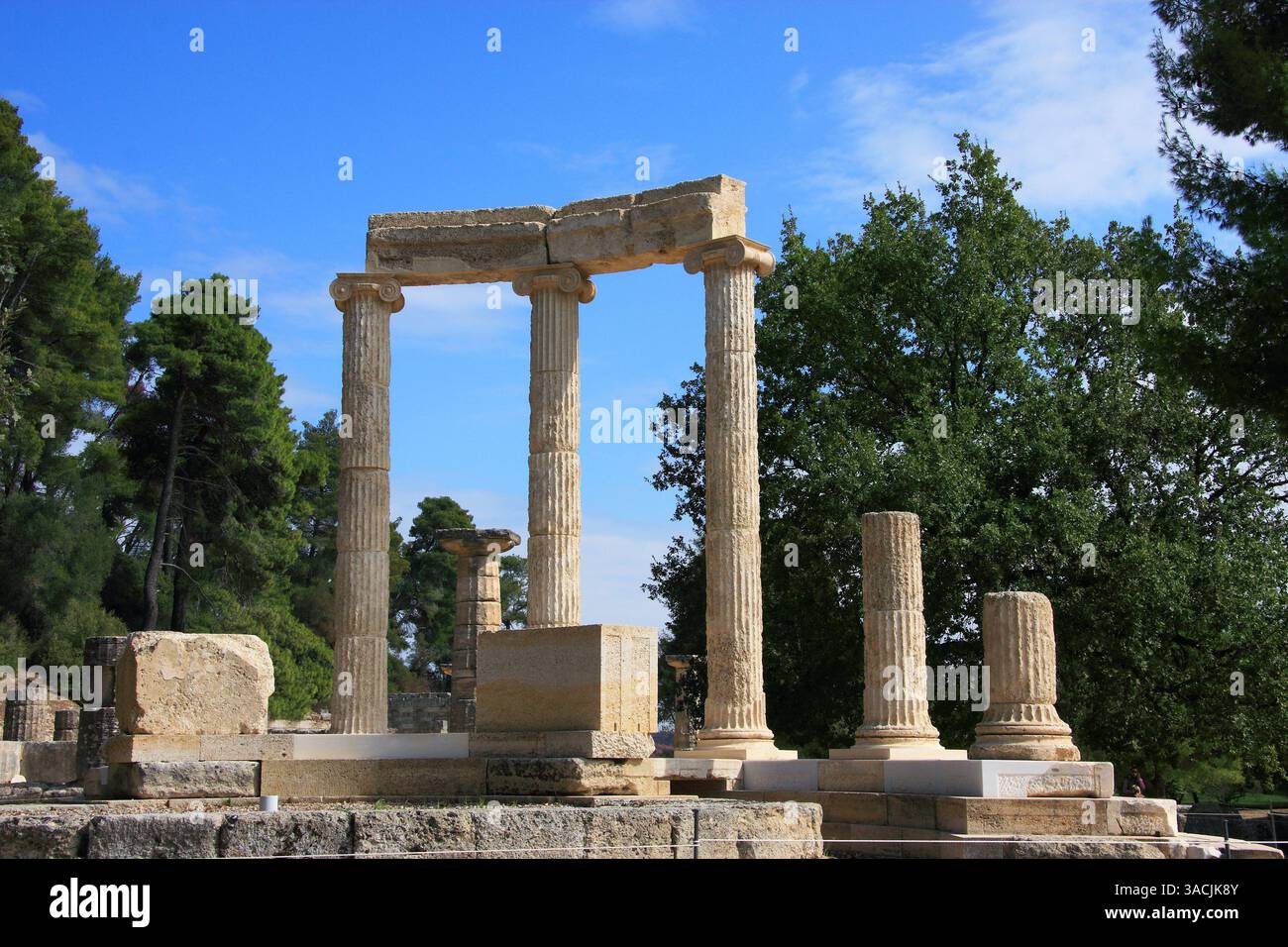 Greece, Olympia. Ancient ruins of Olympia, birthplace of the Olympic ...