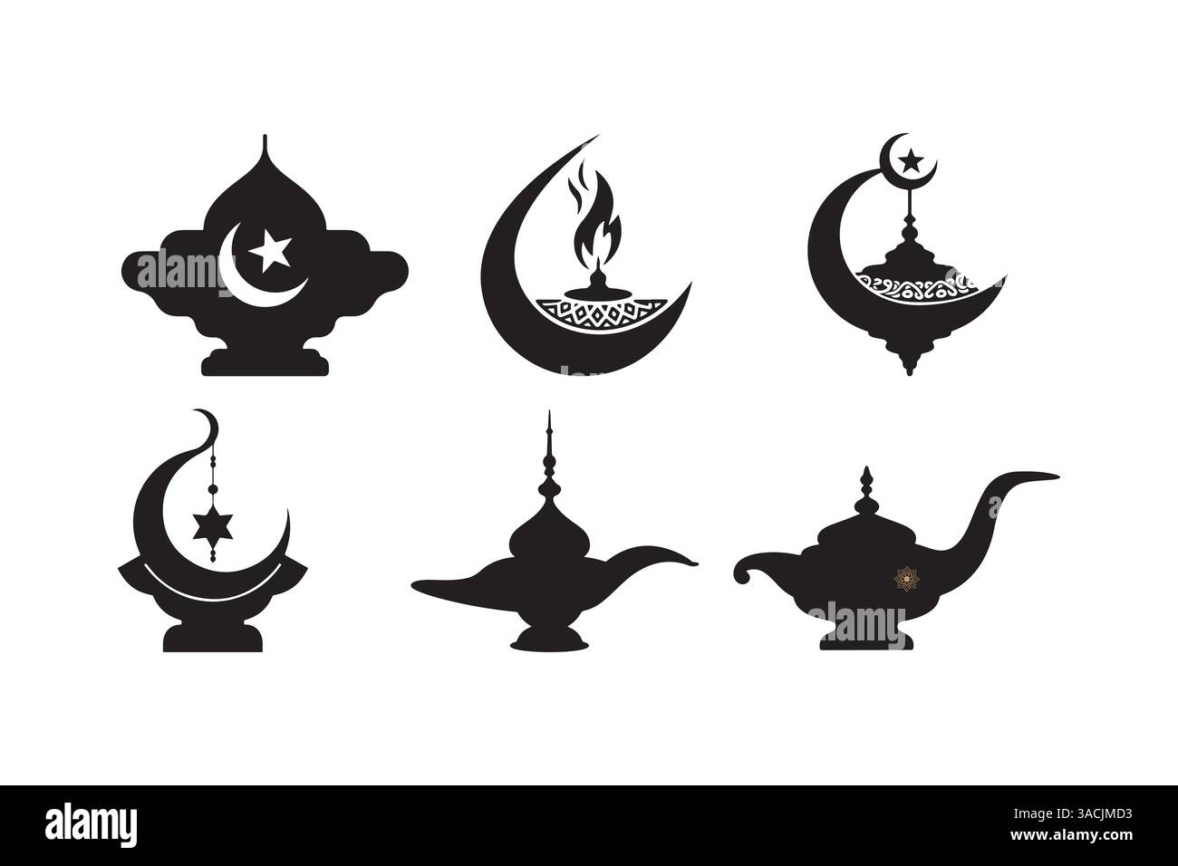 Collection of Islamic Symbols and Decorative Item Stock Vector Image ...