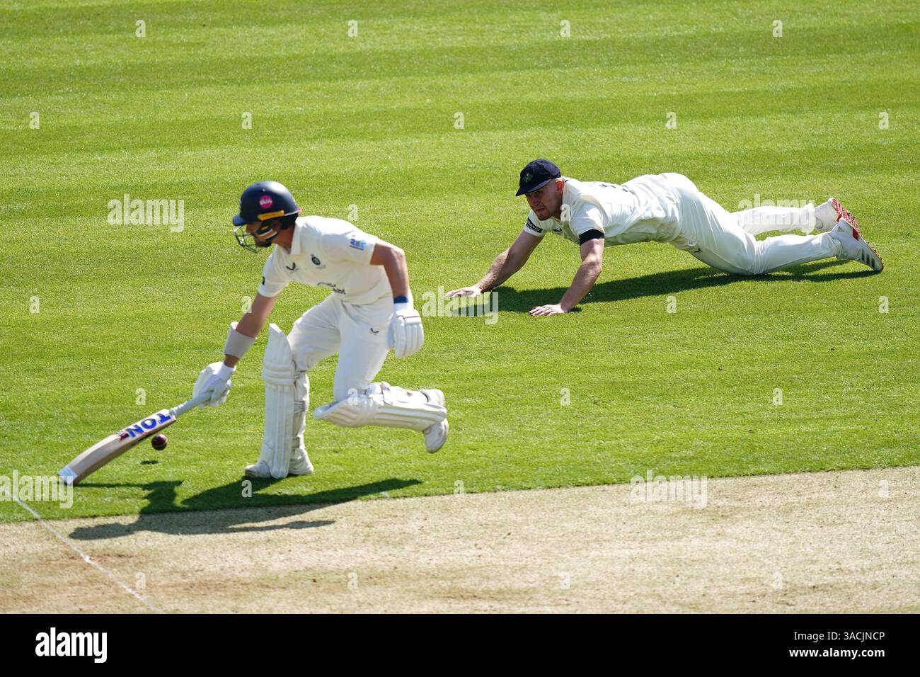 Lancashire's Tom Aspinwall attempts to take a wicket on day one of the ...