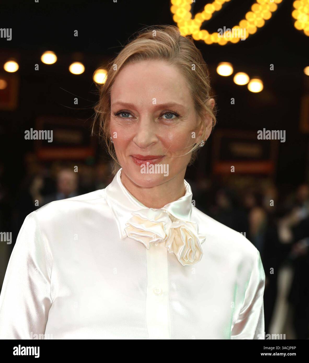 April 3, 2025, New York, New York, USA: Actor UMA THURMAN seen at the ...