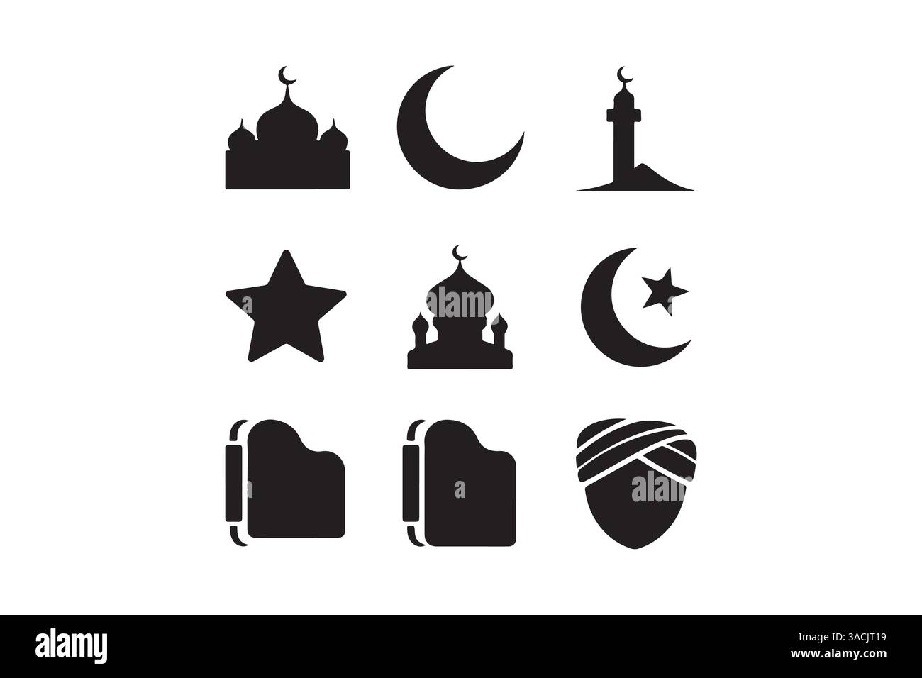 Collection of Islamic Symbols in Simple Silhouette Design Stock Vector ...
