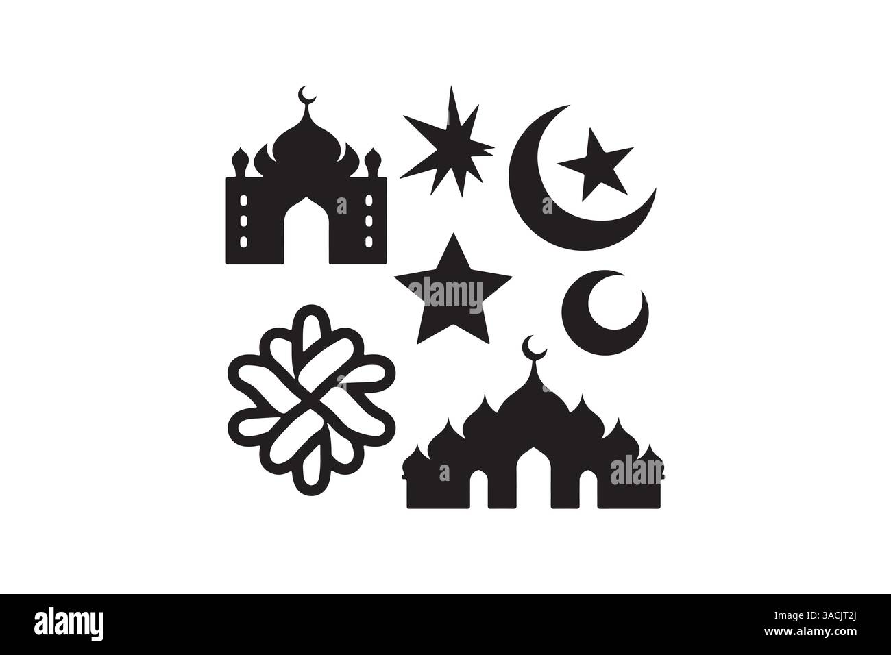 Simple Black and White Islamic Symbols Collection Stock Vector Image ...