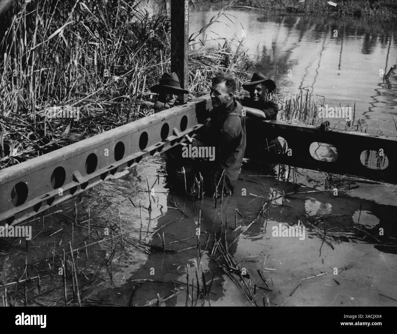Bridge-Building - Australian Troops. January 9, 1945 Stock Photo - Alamy