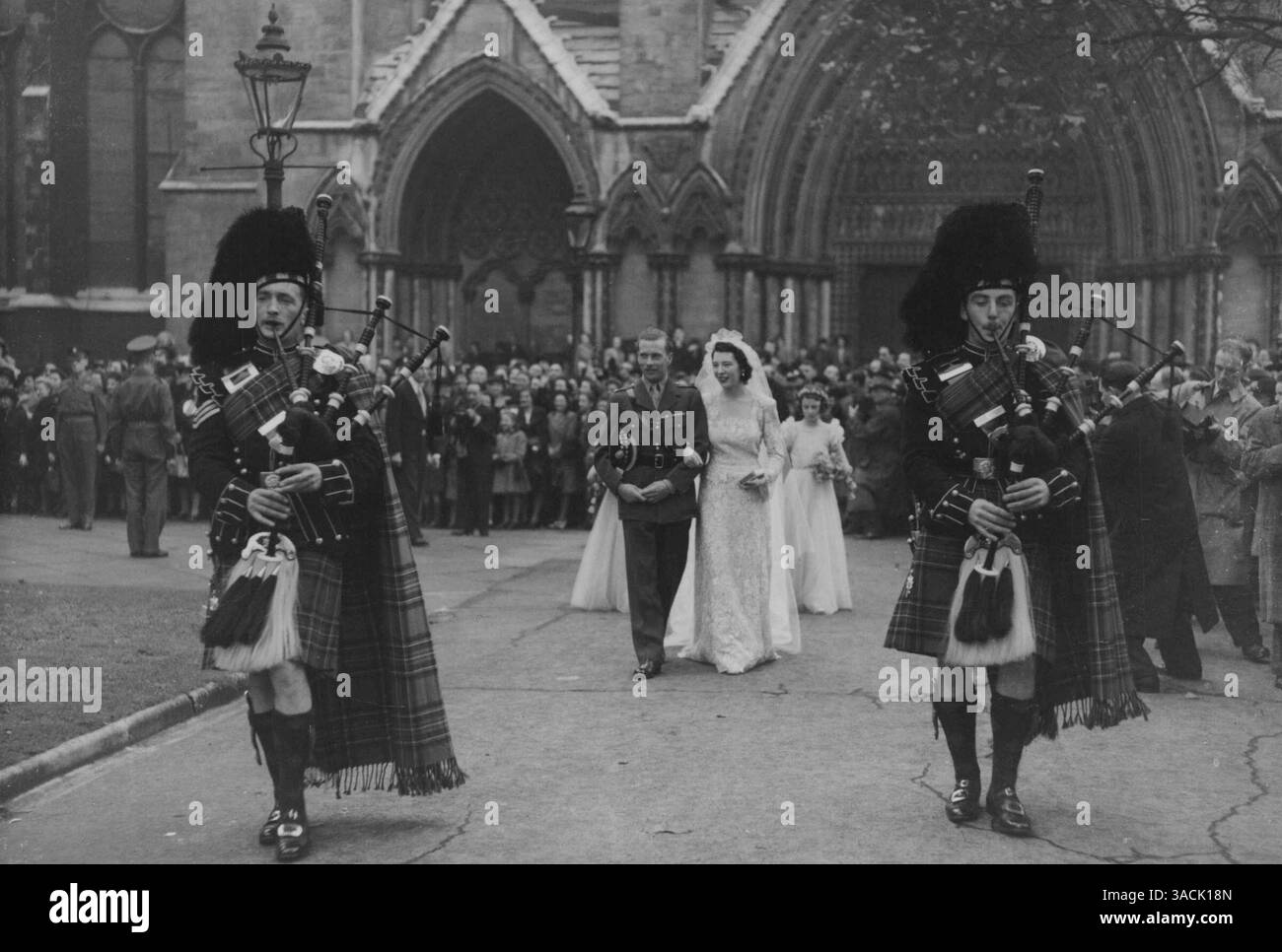 Royal Guests At St Margaret Wedding. Picture Shows:- Pipers of the ...