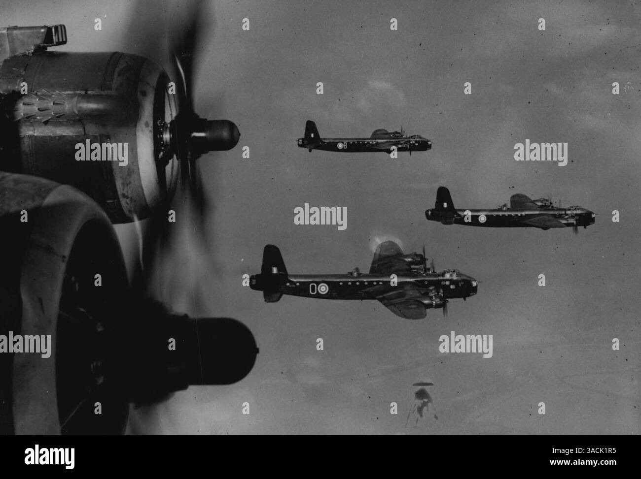 Britain's Biggest Bombers. - "Stirling" bombers flying in formation ...