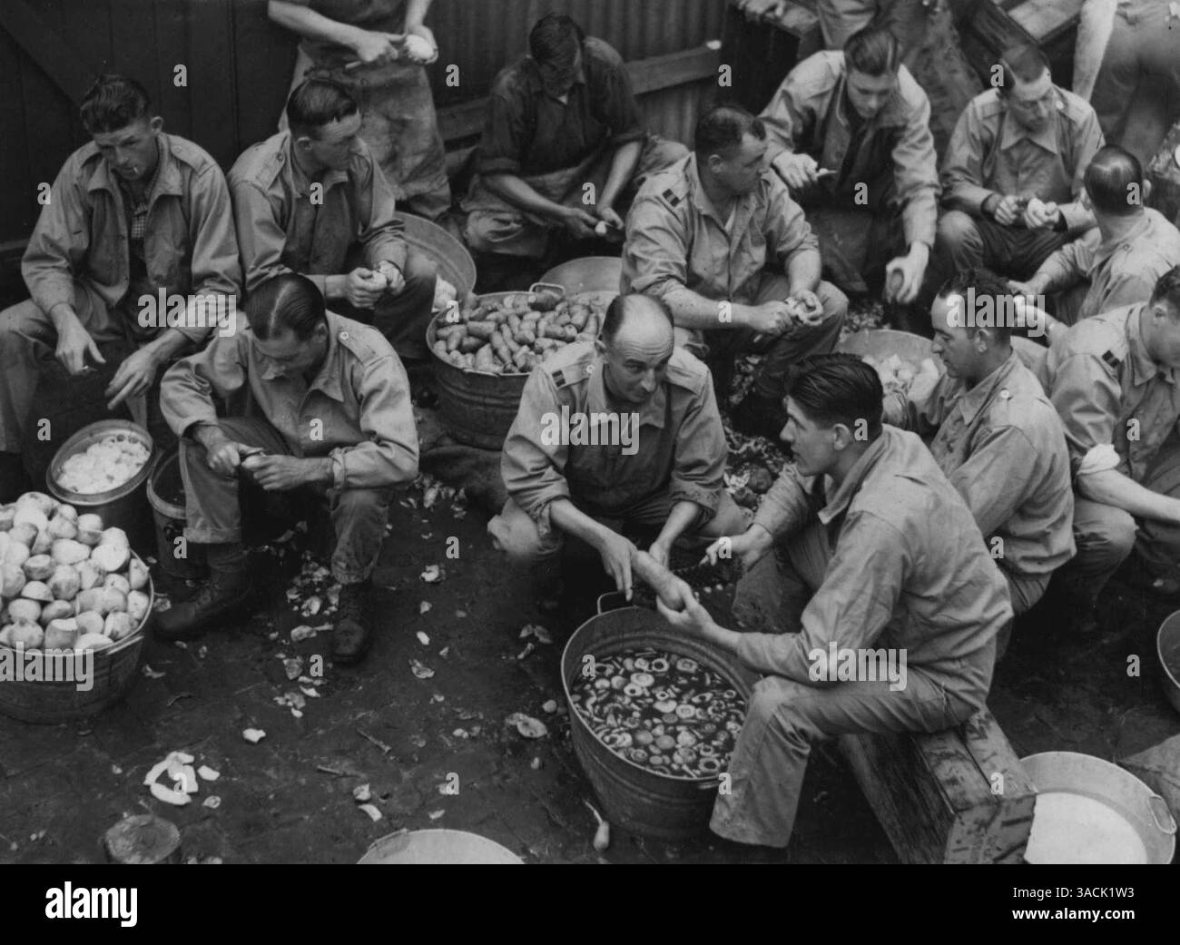 An Army marches on its stomach Peeling vegetables an early morning ...