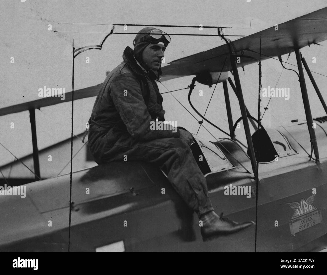 Pilot Broadbent photographed with his plane before leaving Sydney ...