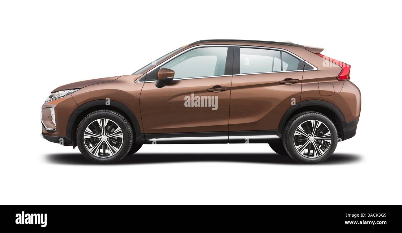 Mitsubishi Eclipse Cross car side view isolated on white background ...