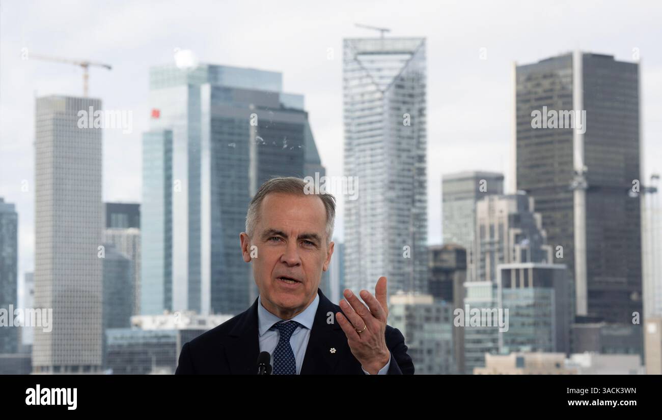 Liberal leader Mark Carney speaks during a campaign stop, Friday, April ...