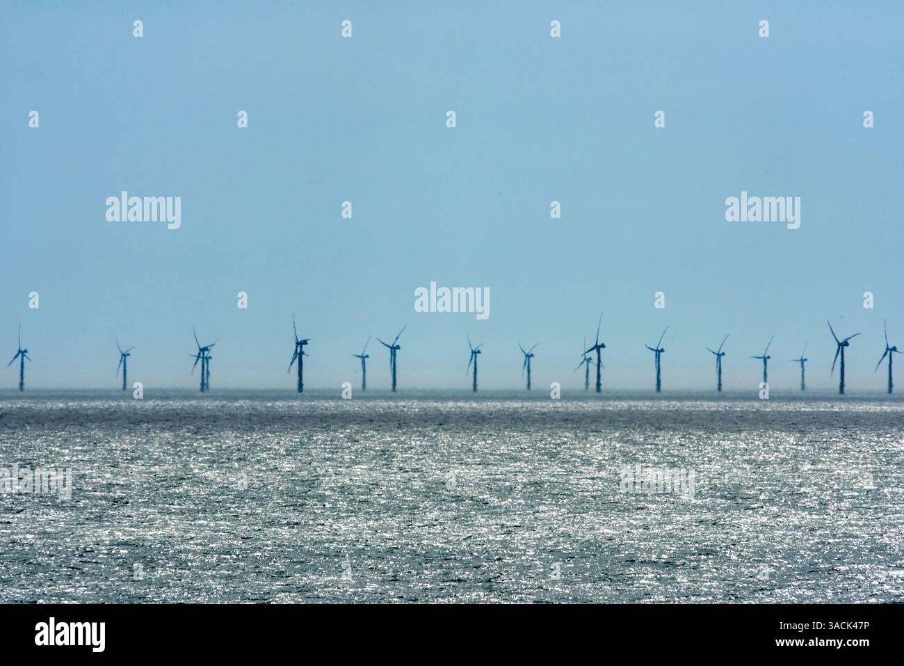 Brighton, April 4th 2025: The Rampion Wind Farm seen off the coast at ...