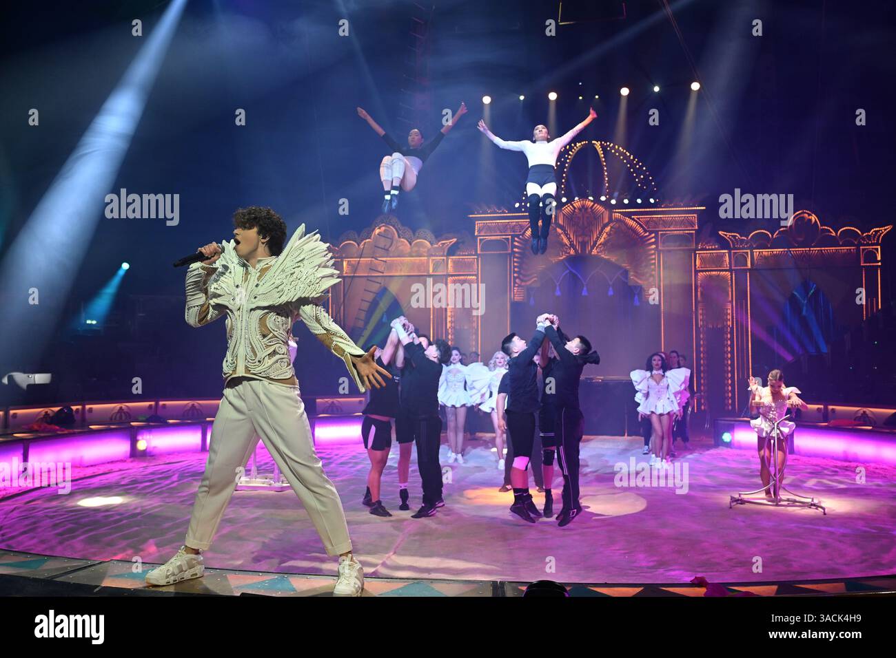 Munich, Germany. 04th Apr, 2025. Circustheater Bingo is in the ring at ...