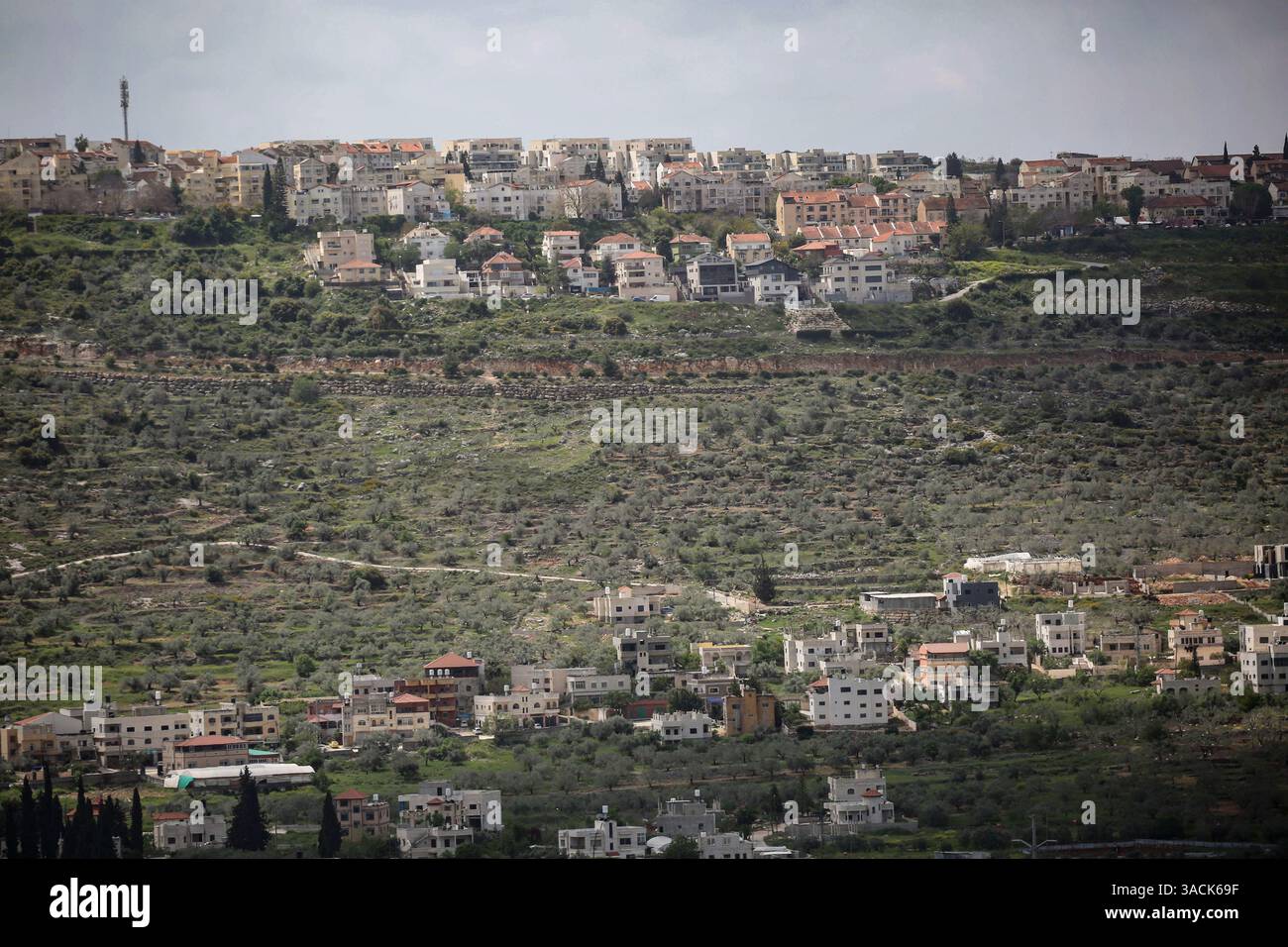 Salfit, Palestine. 04th Apr, 2025. General view of houses in the ...
