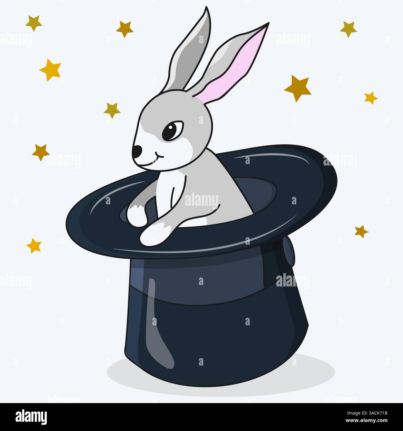 Cute Rabbit in Magic Hat Circus Show Bunny Trick Stock Vector Image ...