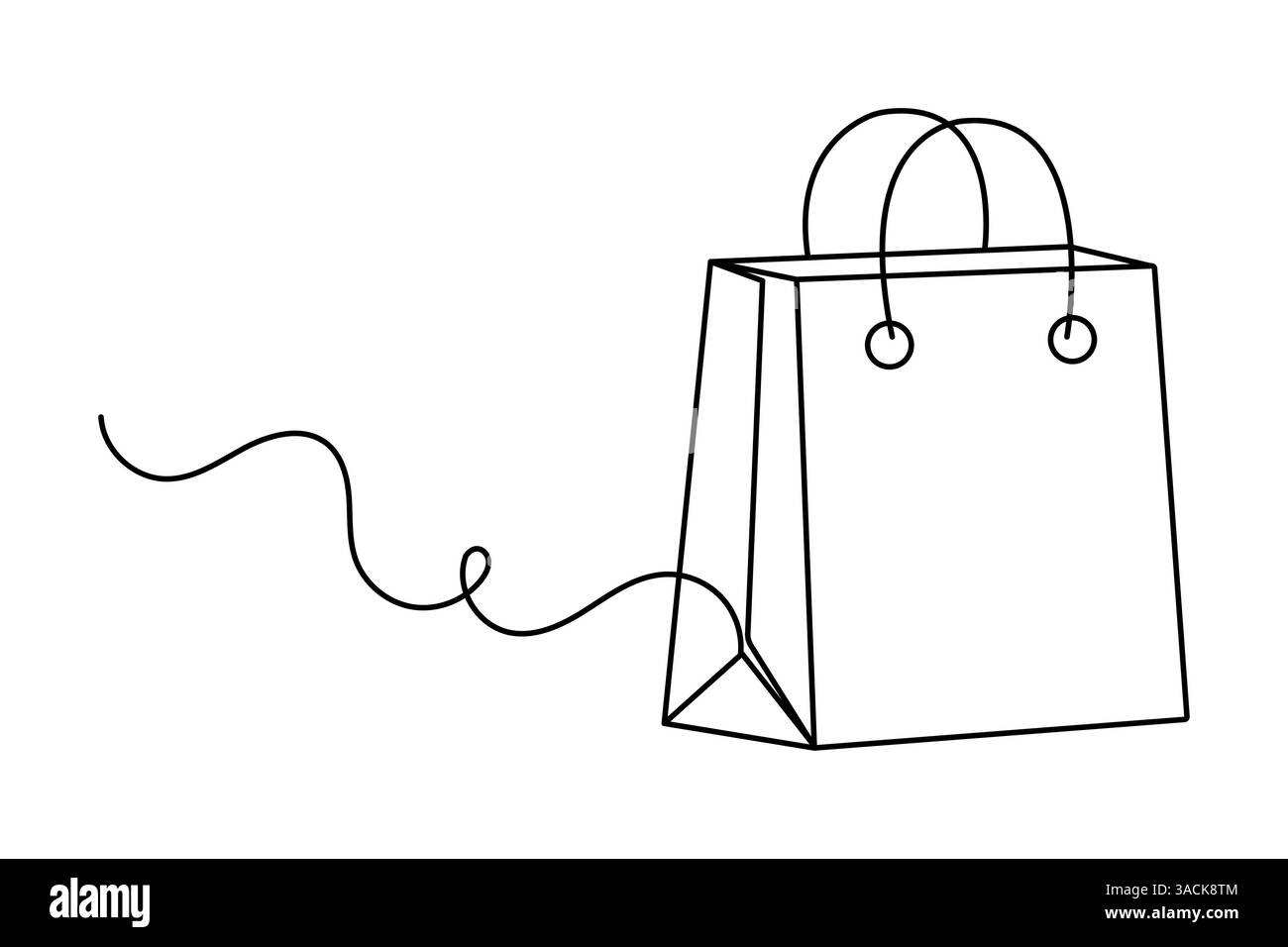 Shopping bag continuous single line art and isolated outline vector ...