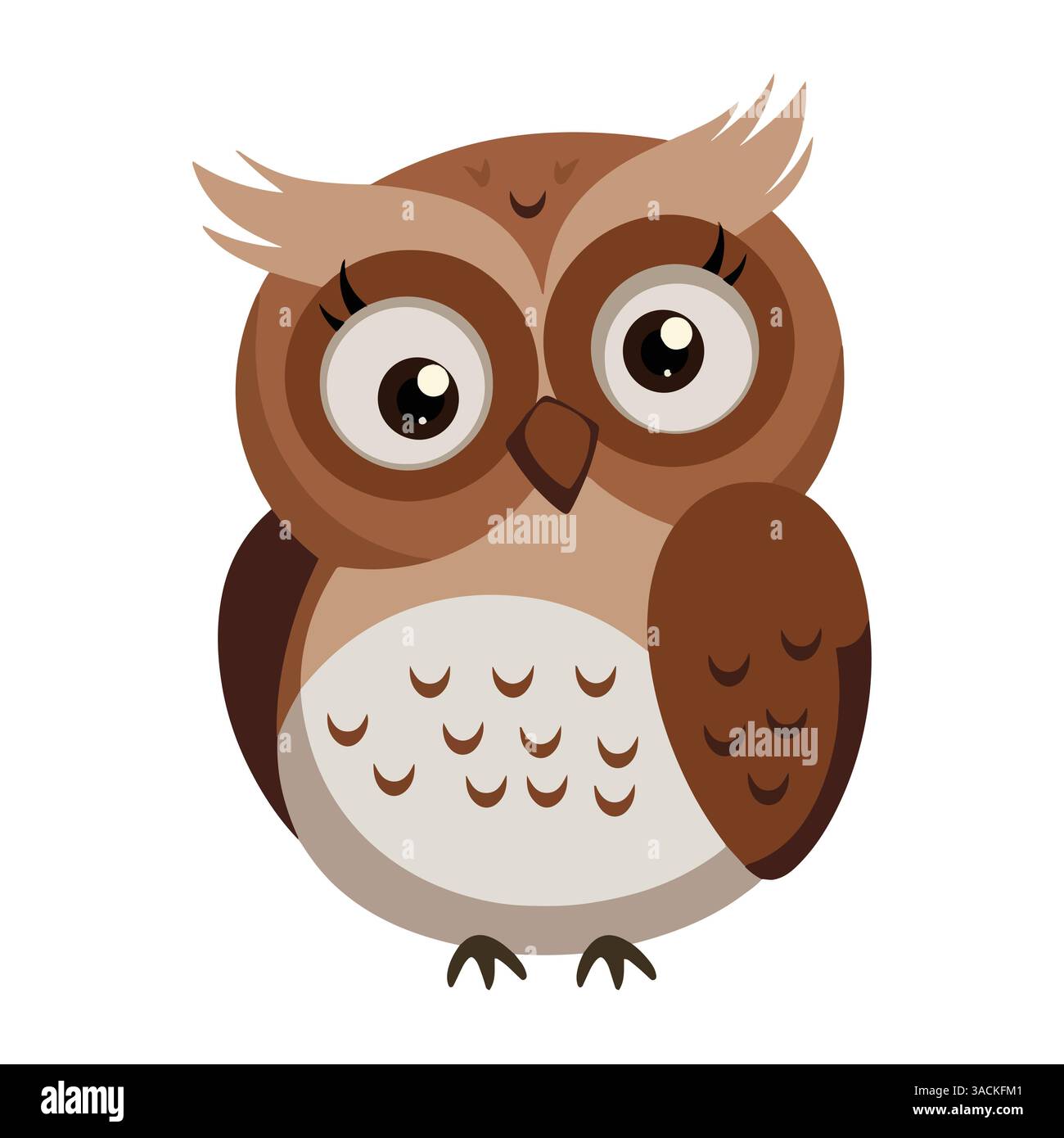 Surprised Owl Illustration. Flat vector of a cute forest owl with a ...