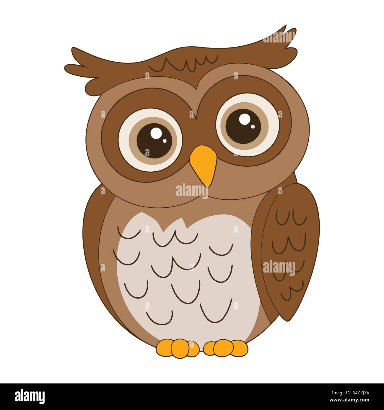 Surprised Owl Illustration. Flat vector of a cute forest owl with a ...