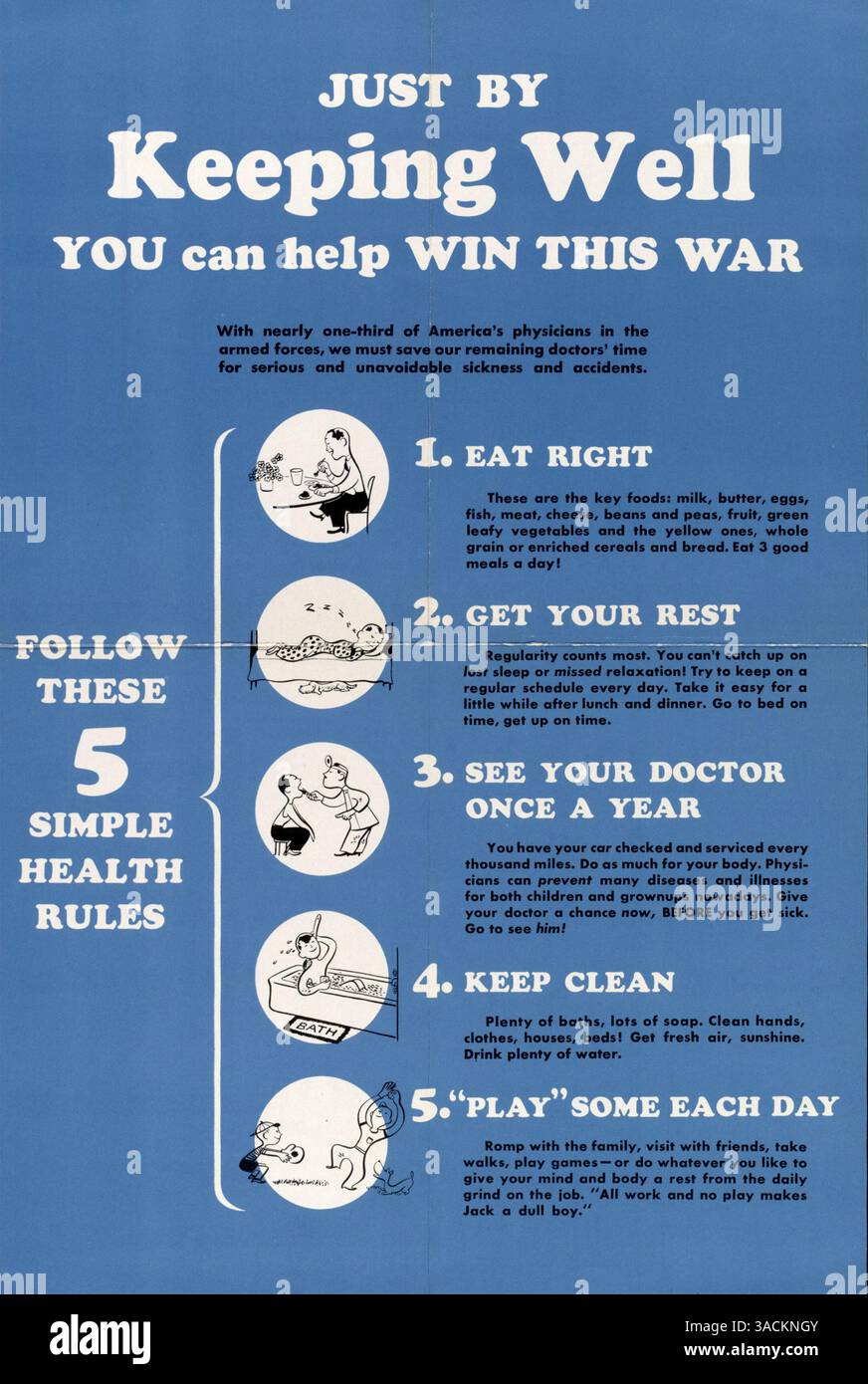 This pamphlet emphasizes maintaining health to support the war effort ...