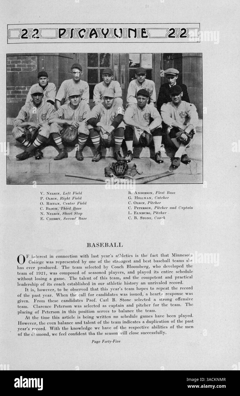 The 1922 edition of The Picayune records the highlights of Minnesota ...