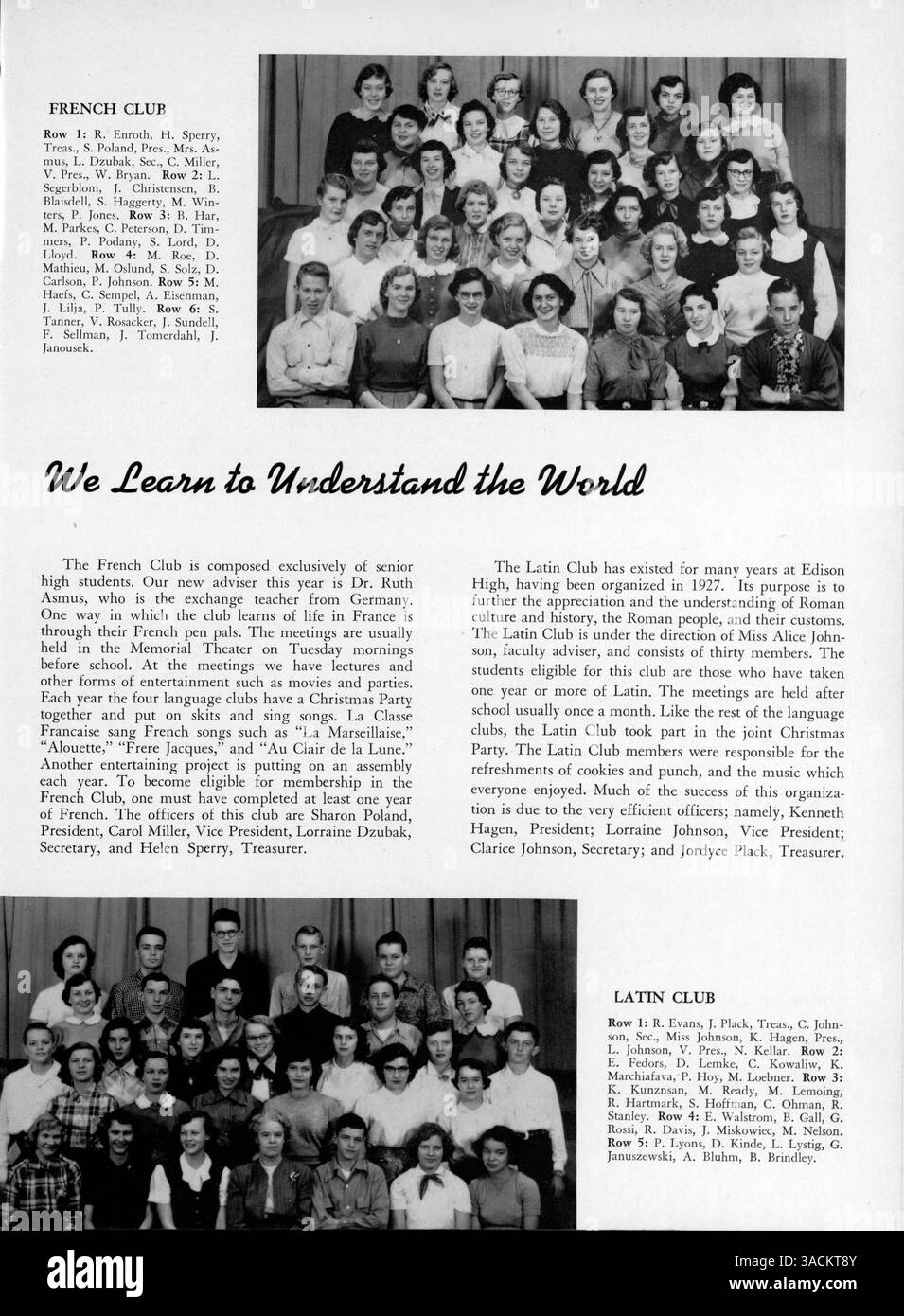 The 1953 edition of the Wizard yearbook from Edison High School records ...