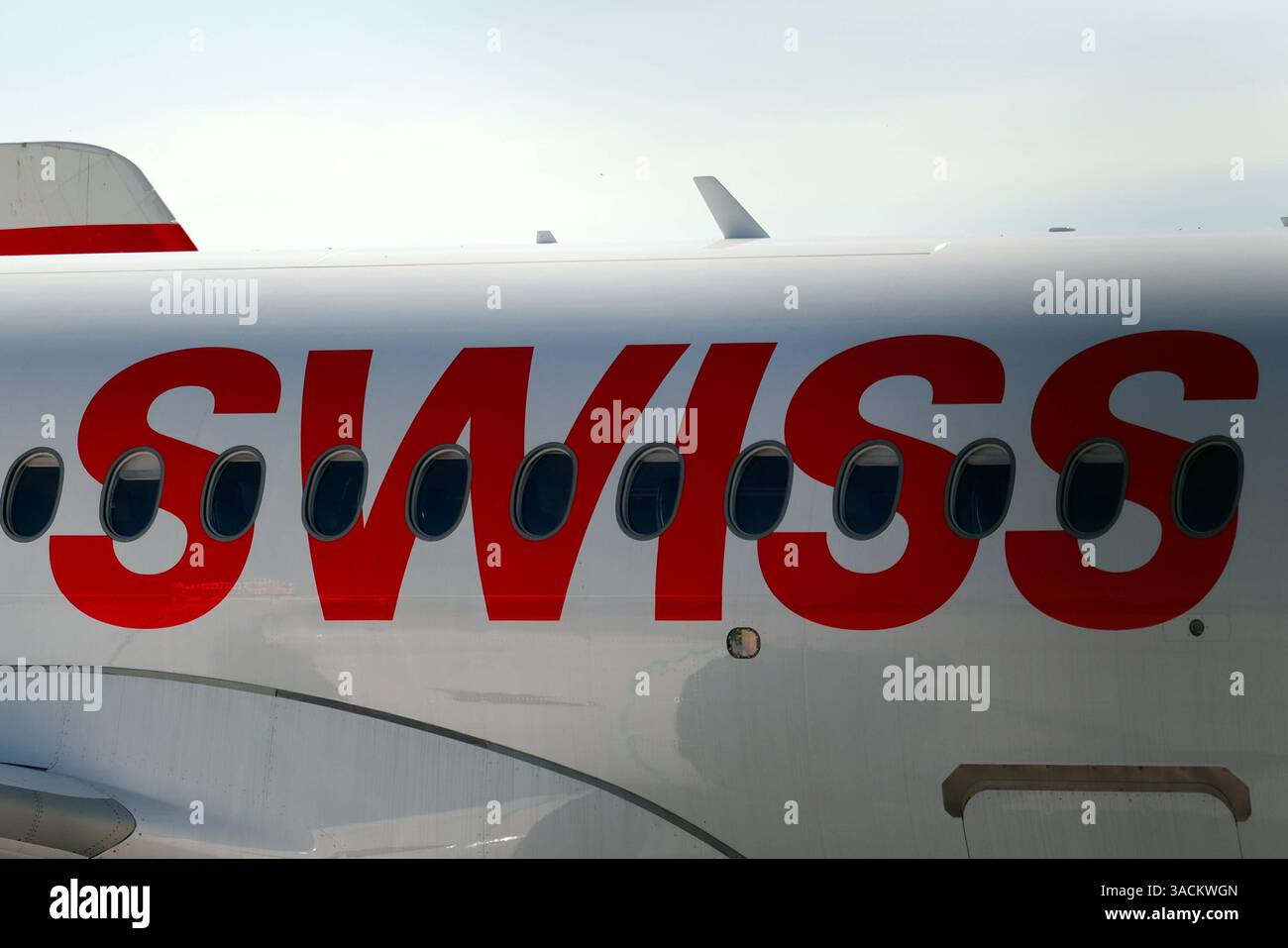 RECORD DATE NOT STATED SWISS logo on a Bombardier parket ad Zurich ...