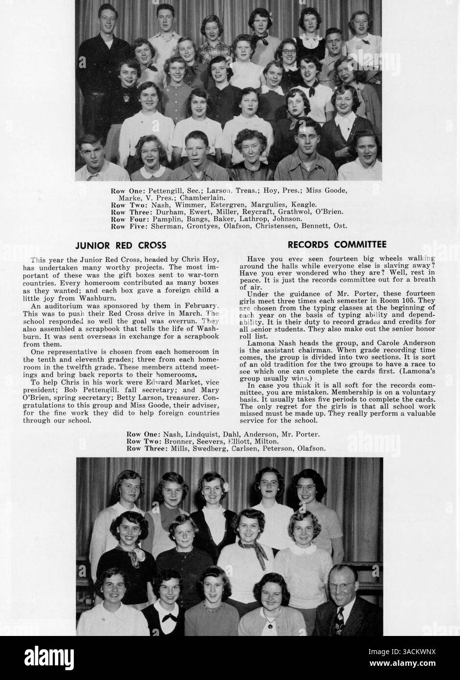 The 1950 Wahian Yearbook from Washburn High School highlights the key ...