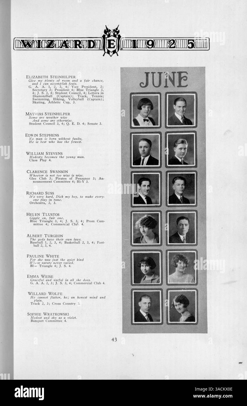The 1925 Wizard Yearbook from Edison High School captures key moments from the 1924-1925 school ...